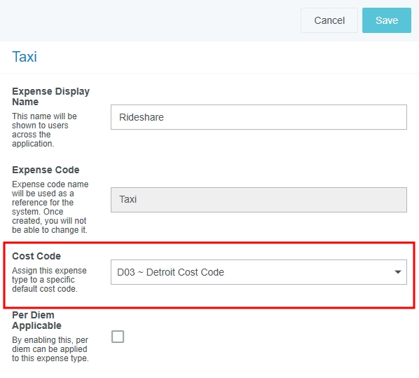 Expense Type Admin Screen – Chrome River Help Center