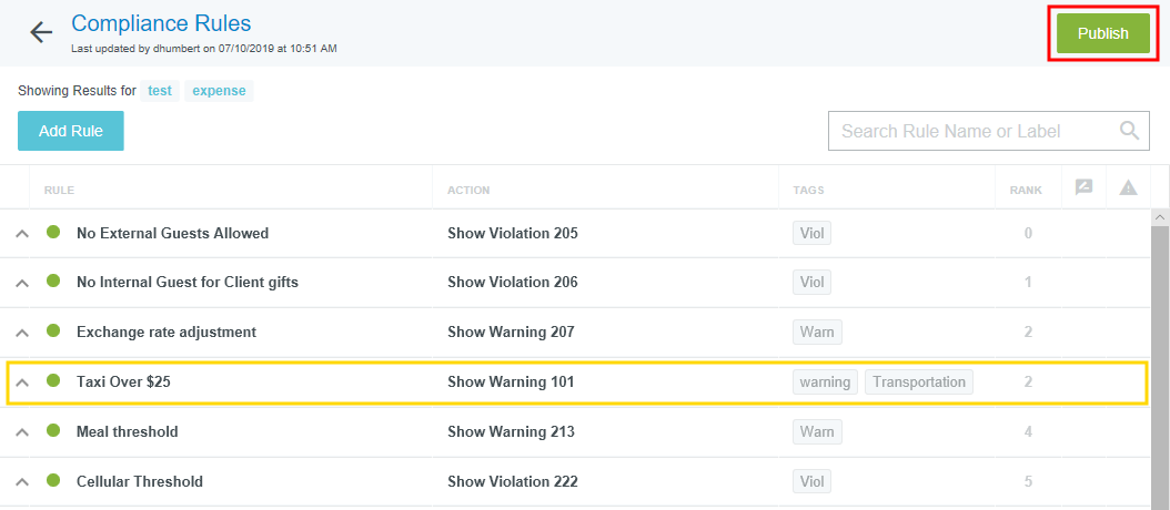 Business Rules Admin Screen – Chrome River Help Center