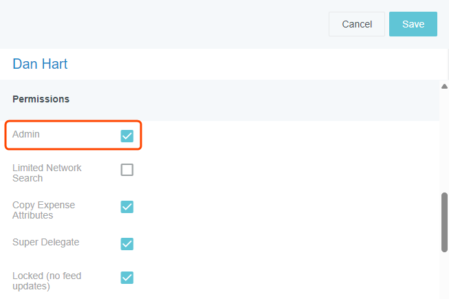 Access Permissions Admin Screen – Emburse Enterprise Help Center