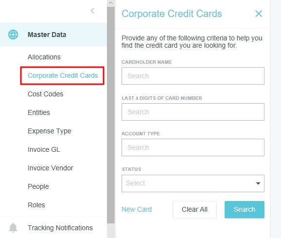 Corporate Credit Cards Admin Screen – Emburse Enterprise Help Center